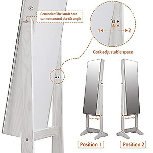 OUTDOOR DOIT Jewelry Organizer Jewelry Cabinet Jewelry armoire Standing Jewelry Box with Full Body Mirror and Large Storage Lockable Wooden Cabinet (White)…