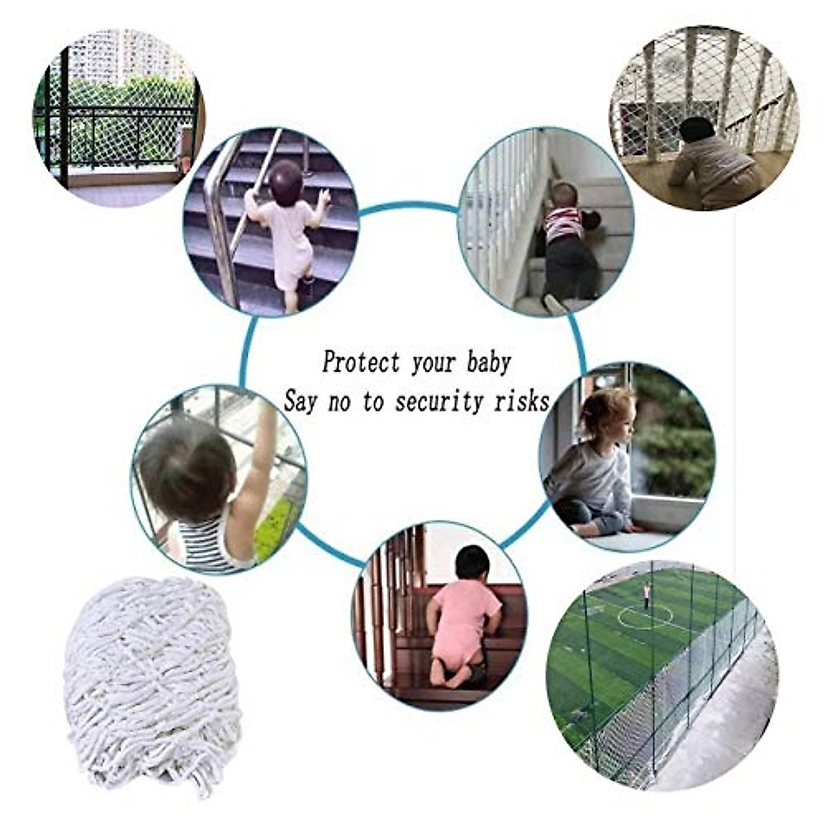 MAGFYLY Banister Guard net Balcony Protection Net, Cat Net, for Stair Anti-Fall Net Children Safety Net Construction Construction Nylon Rope Net Goods Net Outdoor Partition Fence Net 2m 3m