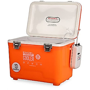 Engel ENGLBC13-N-OHV 13qt Live Bait Cooler with 2nd Generation 2X2 Portable Aerator Pump Orange