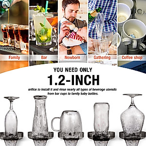 HGN Hot and Cold Glass Rinser,Temperature Adjustable Metal Bottle Washer for Kitchen Sinks,bottle washer for kitchen sink,Kitchen Sink Accessories,Brushed Nickel