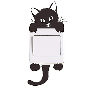 Harlorki Little Black Cat Wall Stickers Light Switch Decor Decals Art Mural Baby Nursery Room Decorations