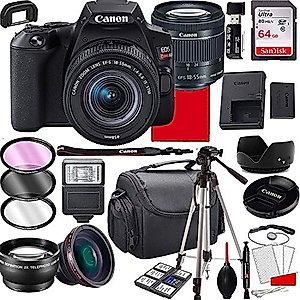 Canon EOS Rebel SL3 DSLR Camera with 18-55mm f/4-5.6 is STM Zoom Lens , 64GB Memory,Case, Tripod and More (28pc Bundle)