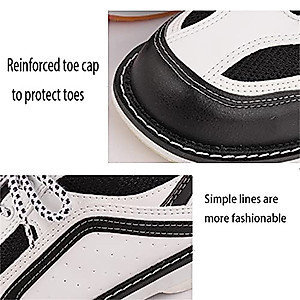 DAMANDO Mens Bowling Shoes, Lightweight Bowling Sport Trainers for Female Leather Lawn Bowls Shoes with Sliding Soles,White,8