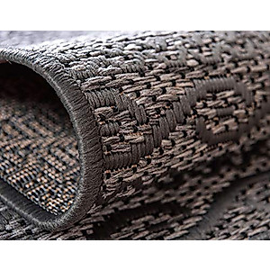 Unique Loom Modern Collection Distressed, Stripes, Helix, Vintage, Indoor and Outdoor Area Rug, 6 ft x 9 ft, Gray/Light Gray