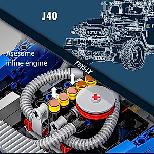 TOYSLY Off-Road Pickup J40 Land Cruiser MOC Technique Building Blocks and Engineering Toy, Adult Collectible Model Cars Kits to Build, 1:12 Scale Truck Model (2101 Pieces)