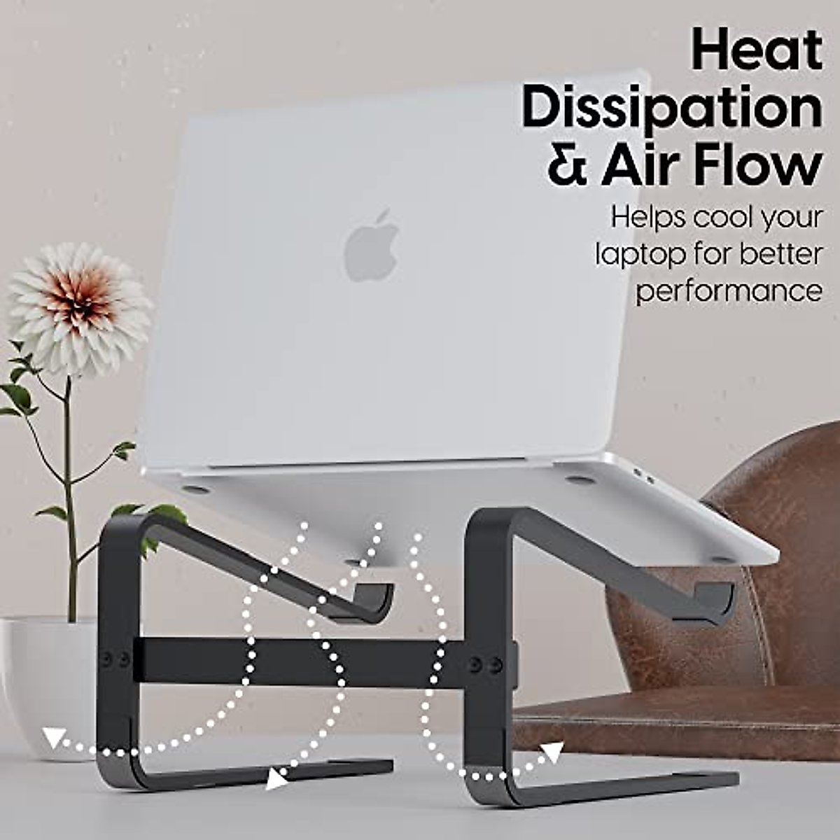 TALK WORKS Ergonomic Laptop Stand for Desk - Universal Compatibility Computer Monitor Riser Stand Pedestal for Desktop w/ Padded Silicone Grip