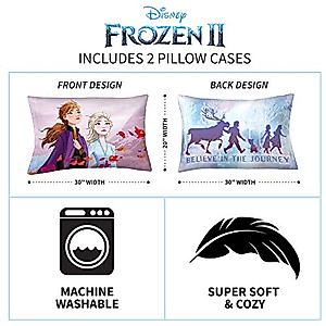 Franco Kids Bedding Set of 2 Super Soft Microfiber Reversible Pillowcase, 20 in x 30 in, Disney Frozen 2