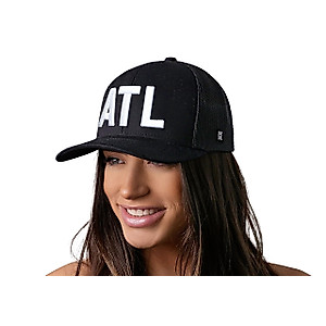 HAKA Atlanta Hat – ATL Trucker Hat for Men & Women, Adjustable Baseball Cap, Mesh Snapback, Outdoor Golf Hat, Dir Emb - Black