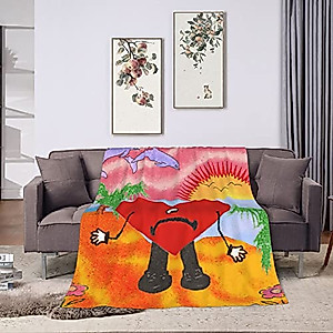 Bad Cute Bunny Blanket, Bed Throws Soft Plush Warm Sofa Bed Blanket All Season, Comfortable Lightweight Super Soft Luxury Flannel Blankets 50"X40"