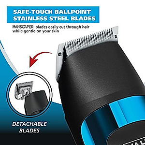 Wahl Manscaper Deluxe Hair Trimmer and Shaver for Total Body Grooming and Your Hair Down There with Safe-Touch Detachable Stainless Steel Precision Blades - Model 5708