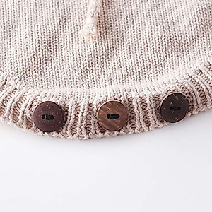 bebeshopdelageyhu Newborn Baby Girl Sweater Romper Ruffle Sleeve Cotton Knitted Bodysuit Fall Winter Outfit Infant Clothes (3-6 Months,A Beige)