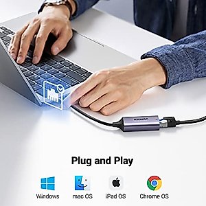 UGREEN USB C to Ethernet Adapter, Gigabit RJ45 to USB 3.0 Type-C (Thunderbolt 3) Ethernet LAN Network Adapter, Compatible with MacBook Pro 2020/2019/2018/2017, MacBook Air, Mac Mini 2023, Dell XPS
