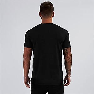 Mens Athletic Workout Gym T-Shirts Short Sleeve Training Bodybuilding Shirts Lightweight Slim Fit Muscle Tee Top (Black,Medium)