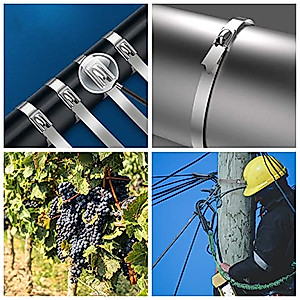 Tskcos 100PCS 11.8 Inch Metal Cable Zip Ties Heavy Duty,Premium Stainless Steel Cable Zip Ties with 198LBS Tensile Strength,Self-Locking Stainless Steel Wire Ties for Indoor and Outdoor