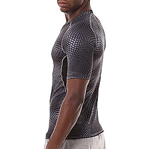 YOMXL Men's Muscle Fitness Tee Snake Print Short Sleeve Sports Quick Dry Tops Casual T-Shirt Dark Gray