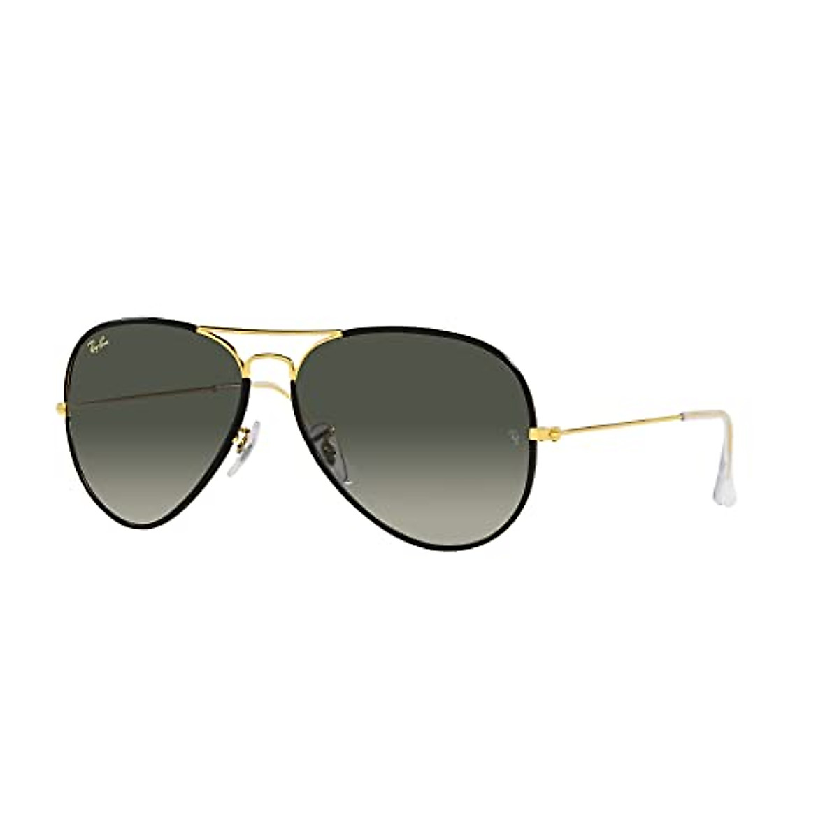 Ray-Ban RB3025JM Classic Full Color Metal Aviator Sunglasses, Black On Legend Gold/Grey Gradient, 58 mm