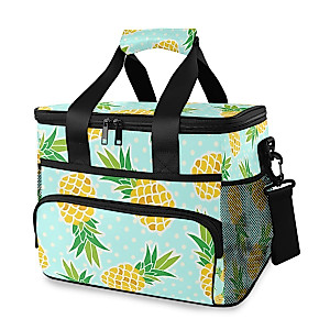 AUUXVA Picnic Lunch Bag Fruit Pineapple Lunch Cooler Box Insulated Portable Travel Large Picnic Basket Thermal Meal Food Container for Woman Man
