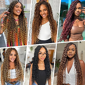 Goddess Bohemian Box Braids Crochet Hair-8 Packs 18 Inch Boho Crochet Braids for Black Women Synthetic Braiding Hair (1B#, 24 Inch (Pack of 7))