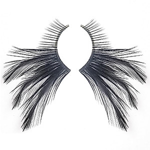 Dorisue halloween Feather Eyelashes witch makeup Cat eyes Black tail Lashes extension wedding Show Halloween Cosplay Wedding false lashes drama theatre model Hand-made Luxury Fashion Fake Lashes