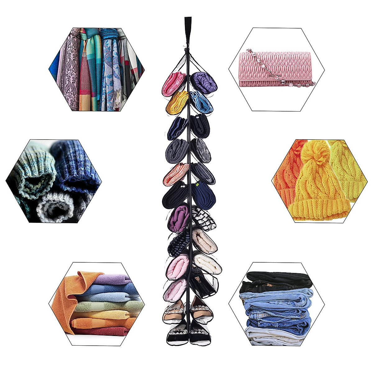 Innvix Yoga Legging Storage Organizer-Space Saving Clothes Closets Roll Holder, Hanging Organizer Storage with 24 Roll Independent Compartments (BDLW)