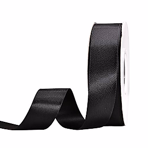 YAMA Double Face Satin Ribbon - 1 inch 25 Yards for Gift Package Wrapping,Floral Design,Hair Accessories,Crafting,Sewing,Wedding Decor, Black