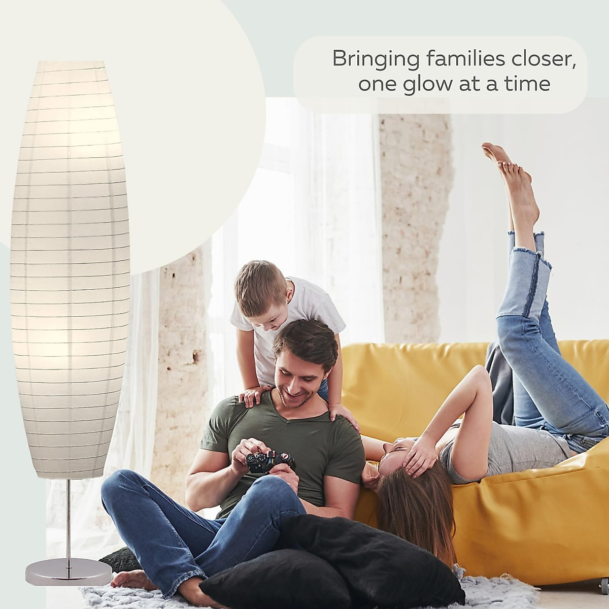 LIGHTACCENTS Diploma Paper Floor Lamp Set of 2 Paper Lamps - Rice Paper Floor Lamps - Paper Floor Lamps for Living Room Fits in Modern Room Decor 50 Inches Tall (Set of 2)