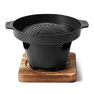 GEEKLLS Charcoal grills Mini Barbecue Oven Grill One Person Cooking Home Wooden Frame Alcohol Stove BBQ Outdoor Garden Party Roasting Meat Tool
