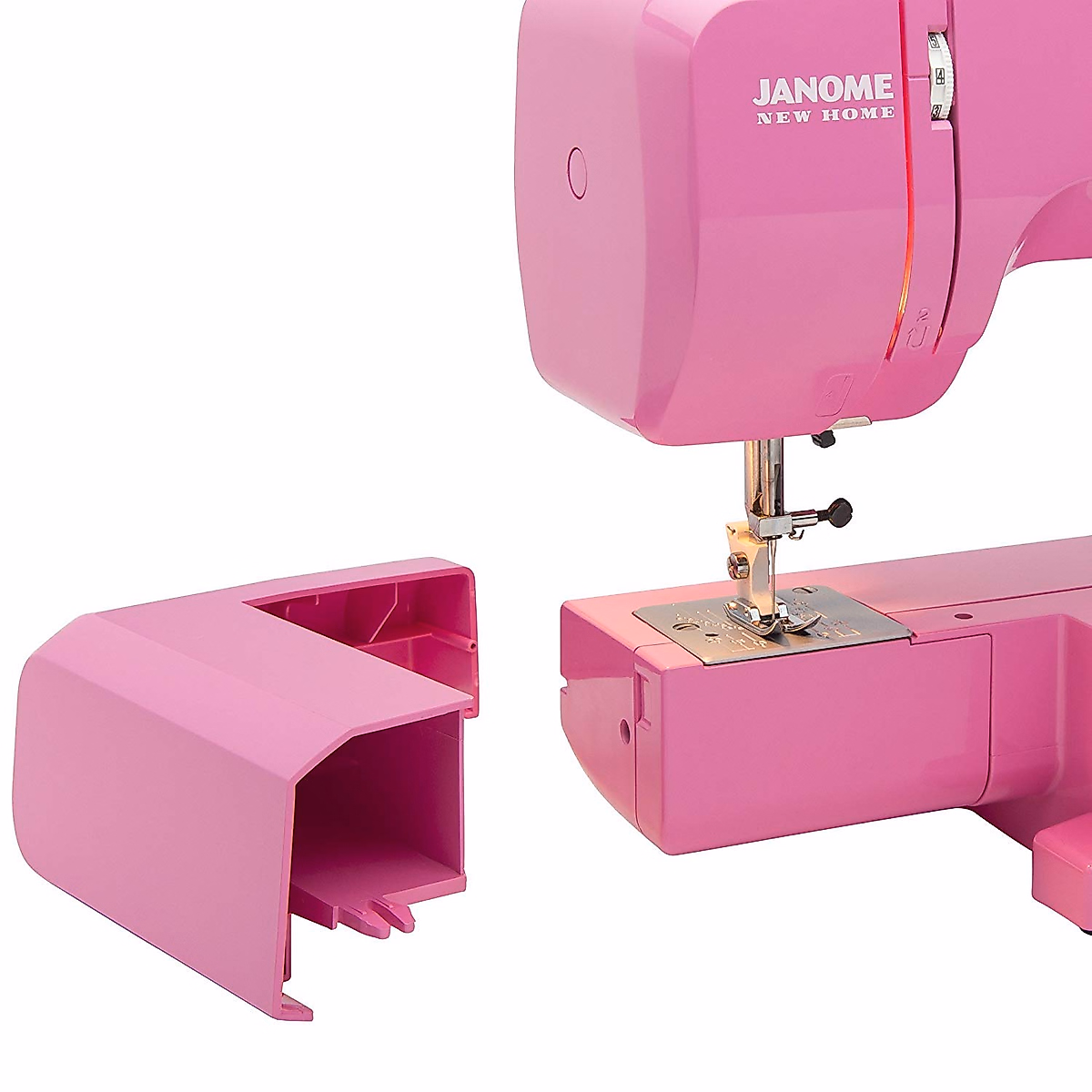 Janome Pink Sorbet Easy-to-Use Sewing Machine with Interior Metal Frame, Bobbin Diagram, Tutorial Videos, Made with Beginners in Mind!