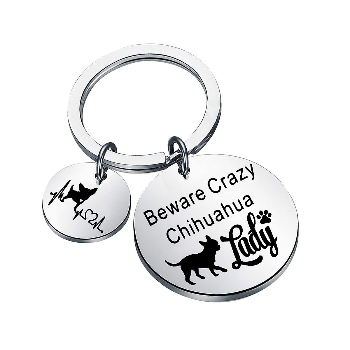 MYOSPARK Chihuahua Dog Lover Gift Beware Crazy Chihuahua Lady Keychain Chihuahua Jewelry Gift for Pet Owners (Chihuahua KC)