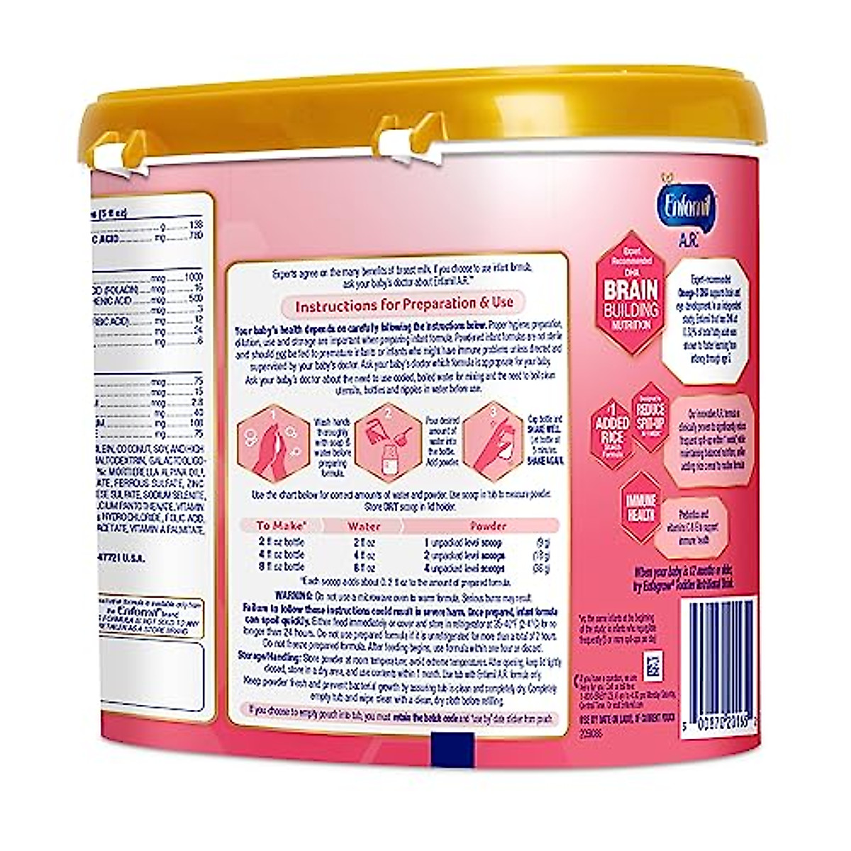 Enfamil A.R. Infant Formula,Clinically Proven to Reduce Reflux & Spit-Up in 1 Week, DHA for Brain Development, Probiotics to Support Digestive & Immune Health, Reusable Powder Tub,19.5 Oz(Pack of 4)