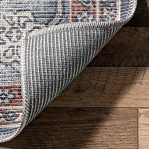 nuLOOM Maire Traditional Medallion Machine Washable Area Rug, 3' 3" x 5', Blue