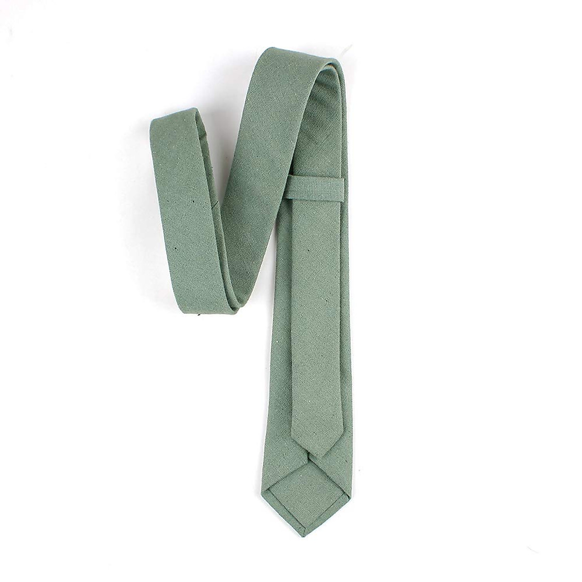 Elfeves Men Skinny Mint Green Ties Cotton Timeless Narrow Width Best Neckties for Grooms