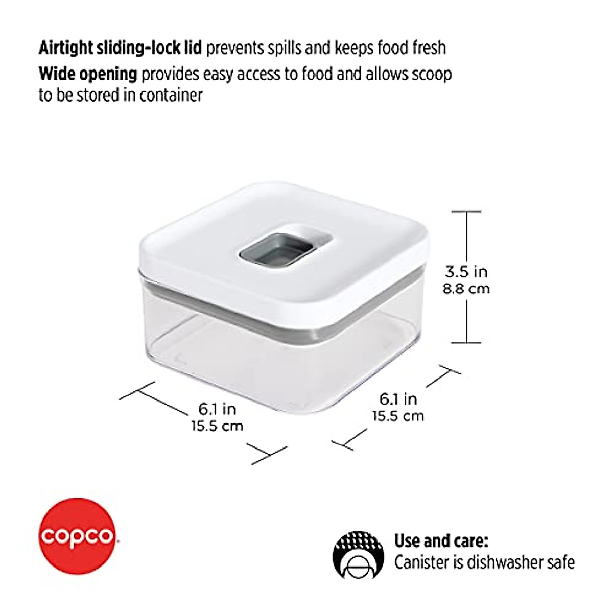 Copco Food and Organization Storage Container with Airtight Lid, 1.2-Quart, Clear