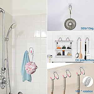 KAZOKU Adhesive Hooks 30lb(Max) for Hanging Heavy Duty Self Adhesive Hooks Transparent Waterproof and Oilproof Wall Hooks for Keys Bathroom Kitchen Office Outdoor Sticky Hook 12 Pack