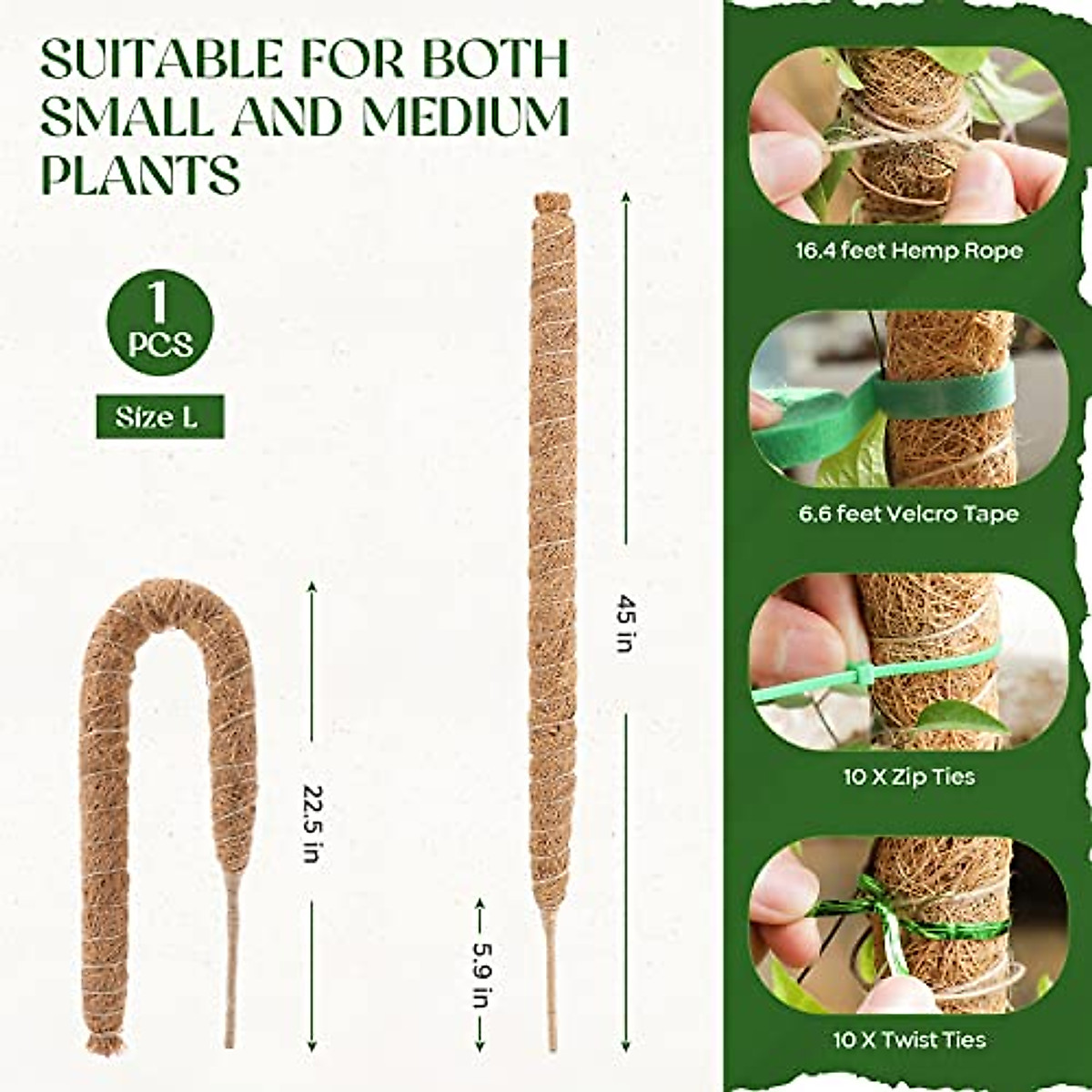 Byjogger Moss Pole, Moss Pole for Plants Monstera, 45'' Moss Poles for Climbing Plants, Monstera Moss Pole, Plant Support for Indoor Plants, Bendable Moss Pole for Plants Growth(1 Pcs)