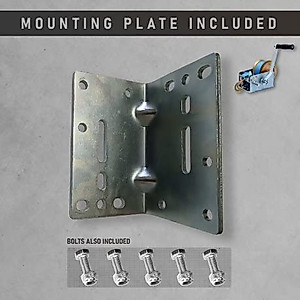 Boat Winch Strap with Hook 3200 lbs ATV - Heavy Duty Hand Crank Winch - Best Boat Trailer Winch(Mount Plate with 5 Bolts Included)