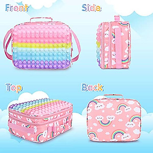 Girls Lunch Boxes for School,Pop Kids Lunch Box Bag for little Girls Back to School,Insulated Lunch Bag Box Tote for Kids School Travel Gifts,School Supplies Leakproof Cooler Bag Girls Lunch Box
