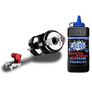 CE TOOLS SnapBack Chalk Line with Releasable Tip & Blue it Up Extreme Visibility Marking Chalk