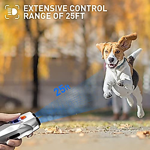 Dog Barking Control Devices Dual Sensor Anti Barking Device with Training/Deterrent Modes Dog Whistle to Stop Barking Ultrasonic Dog Barking Deterrent with LED Flashlight 25 FT Range Rechargeable