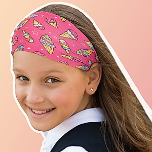 Bohend Girls Headbands Wide Knotted Hair Bands 3Pcs Non Slip Elastic Cute Head Bands Workout Yoga Sweatband Hair Accessories for Girls and Kids (F)