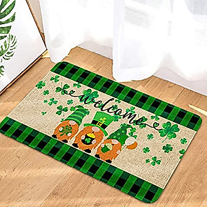 Roszwtit St Patricks Day Door Mat 30 X 17 Inch St Patricks Day Gnome Doormat Indoor Outdoor Entrance Floor Mat Non Slip Rubber Welcome Mats