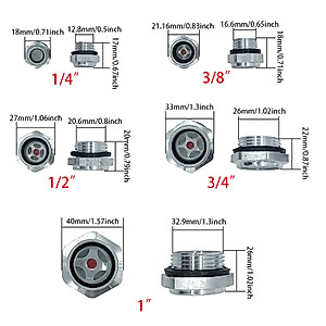 5 Pcs Oil Sight Glass 1/4'' 1/2'' 3/4'' 3/8'' 1'' Male Threaded Stainless Steel Sight Glass Oil Liquid Level Gauge Oil Indicator Window Hydraulic Tank Sight Glass for Pump Air Compressor Fittings