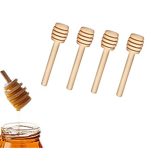 ICEYLI Wooden Honey Mixing Stirrer 4 Pcs 3 Inch Mini Honey Dipper Sticks Honey Comb Stick Honey Spoon Collecting Dispensing Drizzling Jam