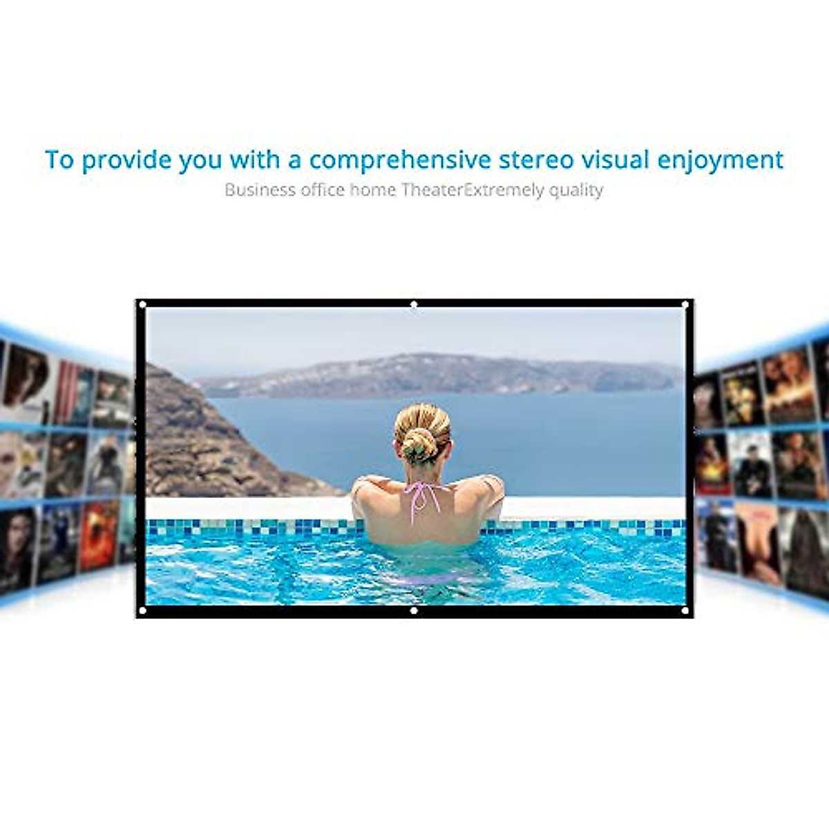 84'' Portable Projector Screen 16:9 White 84 Inch Diagonal Video Projection Screen Foldable Wall Mounted