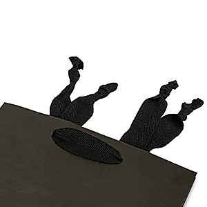 Black Gift Bags with Handles - 8x4x10 Inch 50 Pack Designer Shopping Bags in Bulk, Small Gift Wrap Totes with Fabric Ribbon Handles for Boutiques, Small Business, Retail Stores, Merchandise, Parties