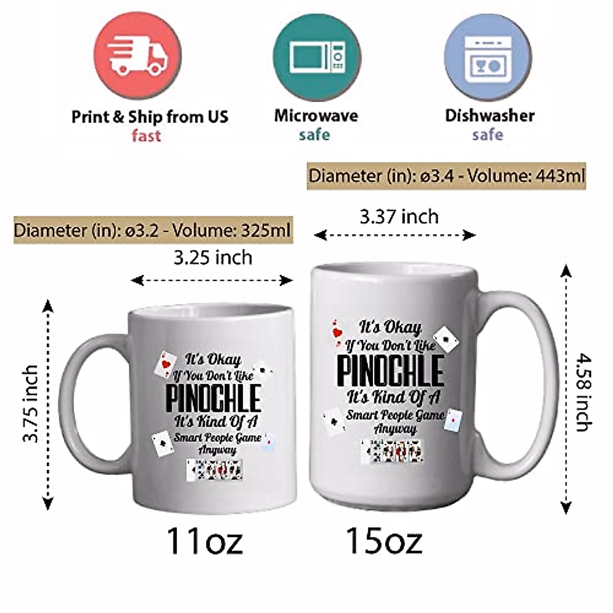 Humorous Sarcasm Saying Playing Card Gift for Smart People 11oz 15oz White Coffee Mug