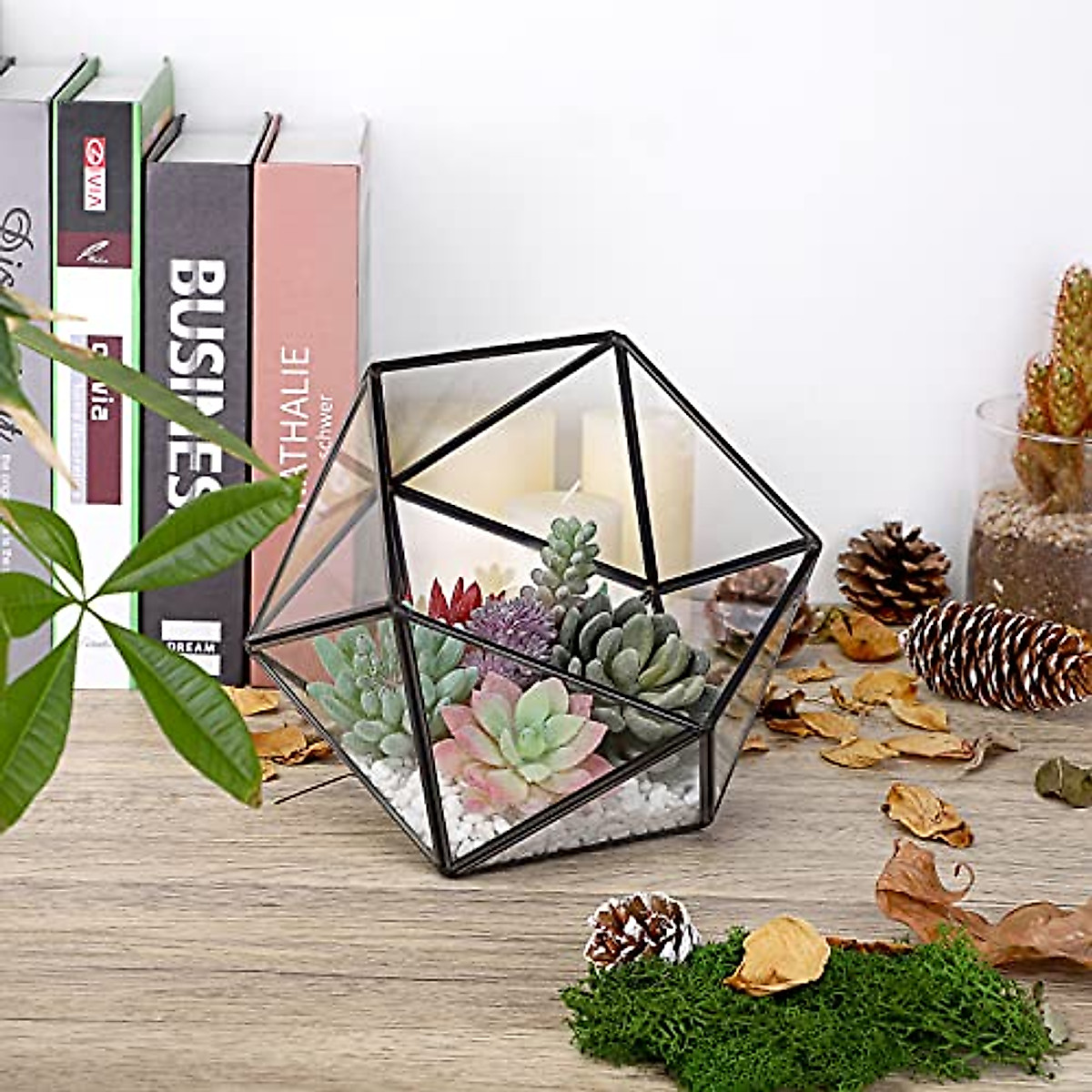 ELLDOO Black Glass Coffee Pods Holder, 15 Sided Geometric Box Coffee Pod Organizer for K Cup Espresso, Tea Bags Sugar Packets Coffee Capsule Storage Holder for Kitchen Coffee Bar Office Desktop Counter