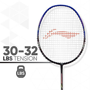 Li-Ning Air Force 77 G2 Carbon Fibre Strung Badminton Racket with Free Full Cover(Black/Blue,Set of 1)