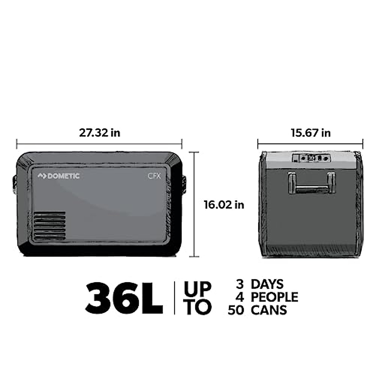 Dometic CFX3 35 Portable Refrigerator and Freezer - 36L - Powered by AC/DC or Solar Portable Refrigerator with WiFi/Bluetooth Temperature Control - Ideal Cooler for Car, RV, Camping and Home Use
