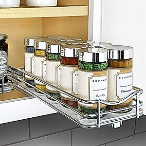 LYNK PROFESSIONAL® Pull Out Spice Rack Organizer for Cabinet - Lifetime Limited Warranty - Slide Out Rack - 4-1/4 inch Wide Sliding Spice Organizer Shelf - Chrome